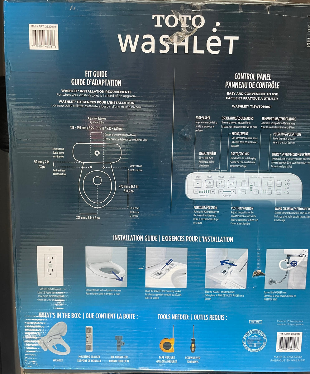 TOTO WASHLET ELONGATED BIDET SEAT Model T1SW3014#01– OCstar Home Supplies