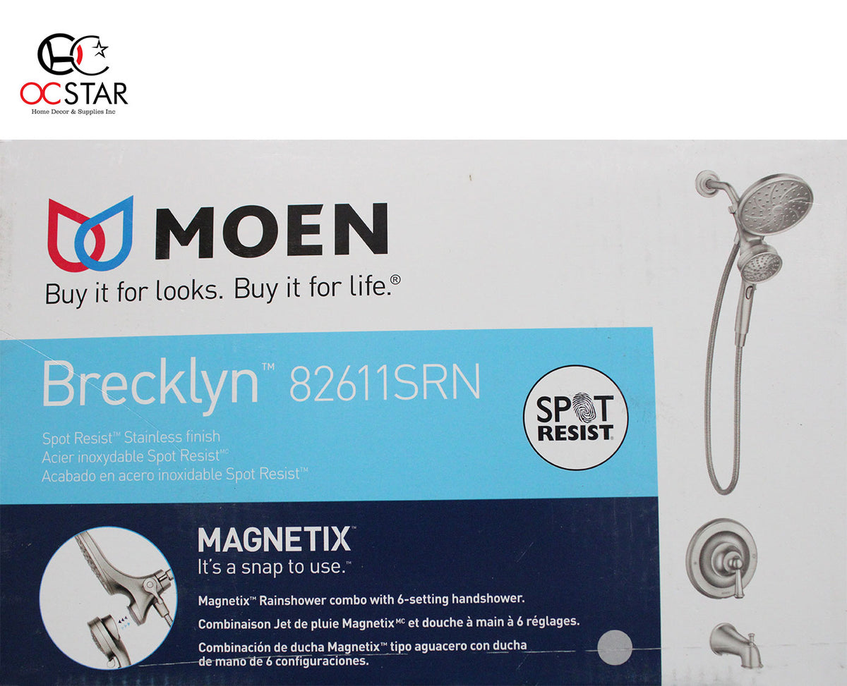 MOEN Brecklyn Single-Handle 6-Spray Tub and Shower Faucet Combo (Magne ...