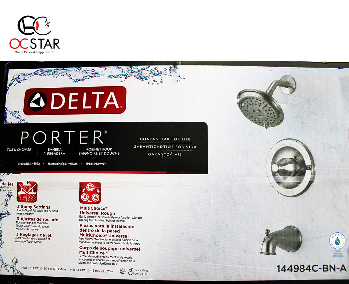 Delta Porter Single-Handle 3-Spray Tub and Shower Faucet in Brushed Ni ...