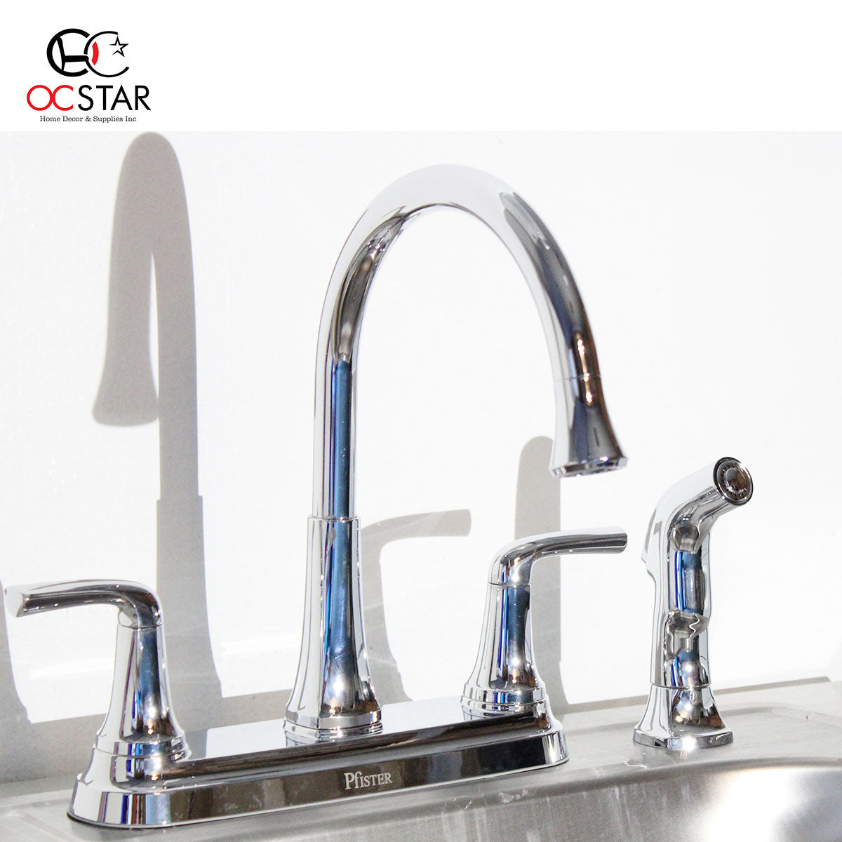 Pfister Ladera Two-Handle Kitchen Faucet with Side Spray in Polished C ...
